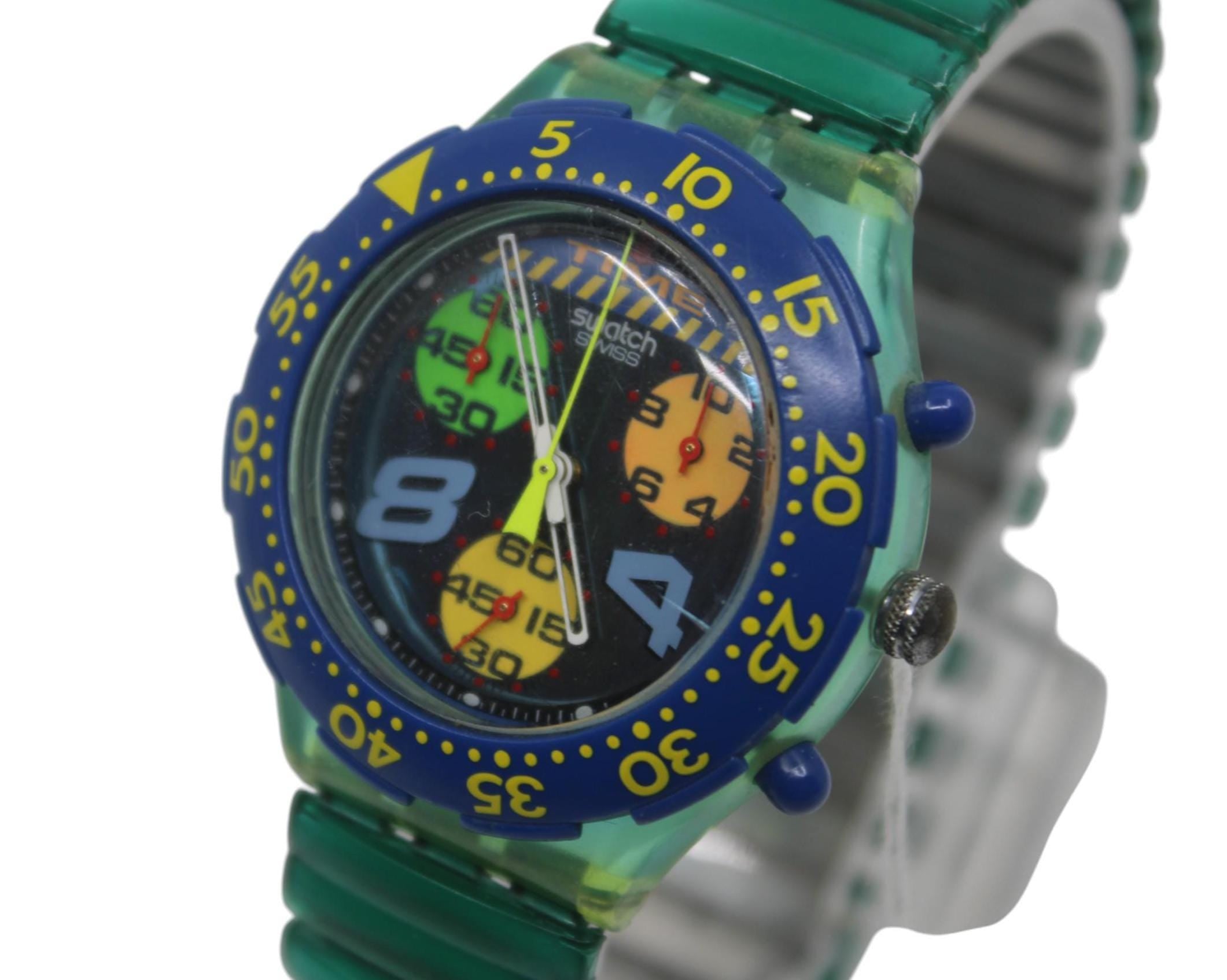 1995 Vintage Swatch Scuba Aqua Chrono 'Game Over' SEL101, Nice, Used C ...